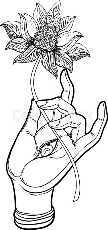 Buddha Hands Line Art