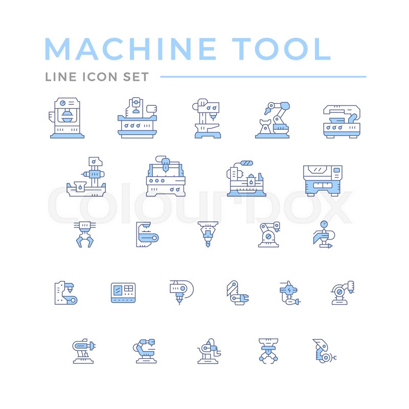 Set color line icons of machine tool, ... | Stock vector | Colourbox