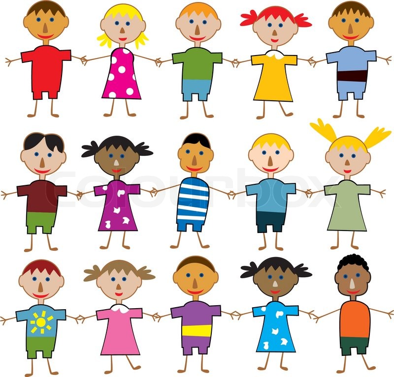 Vector rows of young children | Stock Vector | Colourbox