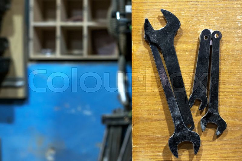 Several tools for carpenter work wrench ... | Stock image | Colourbox