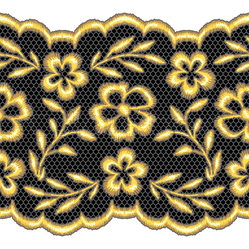 Lace seamless pattern with gold ... | Stock vector | Colourbox