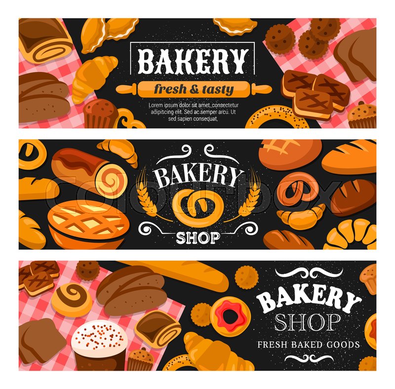 Bakery shop bread and pastries banners ... | Stock vector | Colourbox