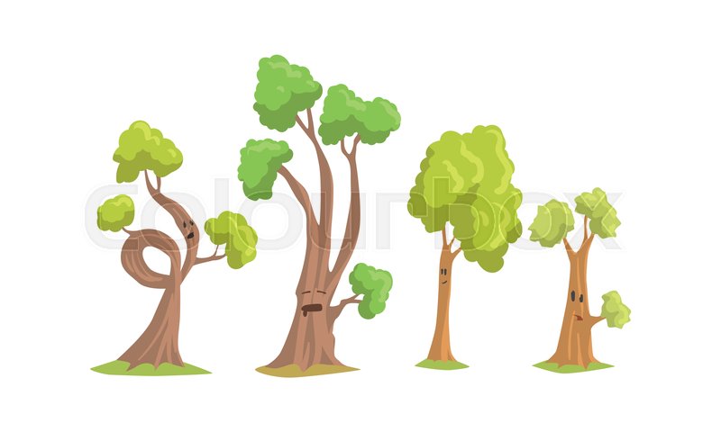 Funny Trees Cartoon Characters ... | Stock vector | Colourbox