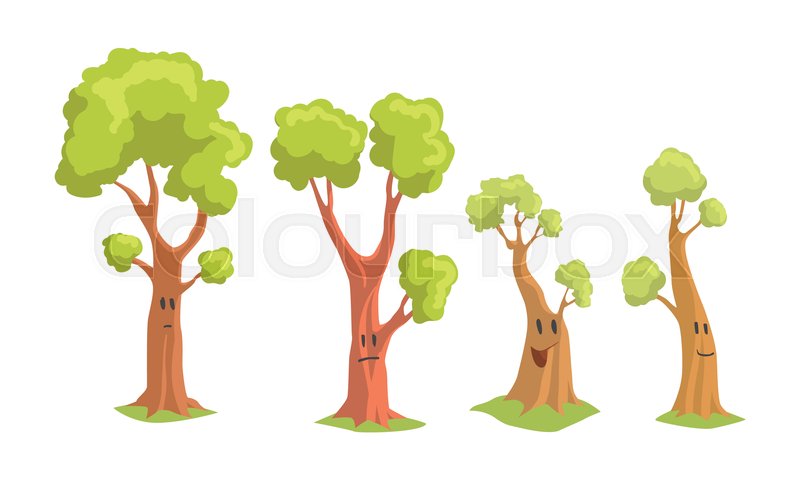 Funny Trees Cartoon Characters ... | Stock vector | Colourbox
