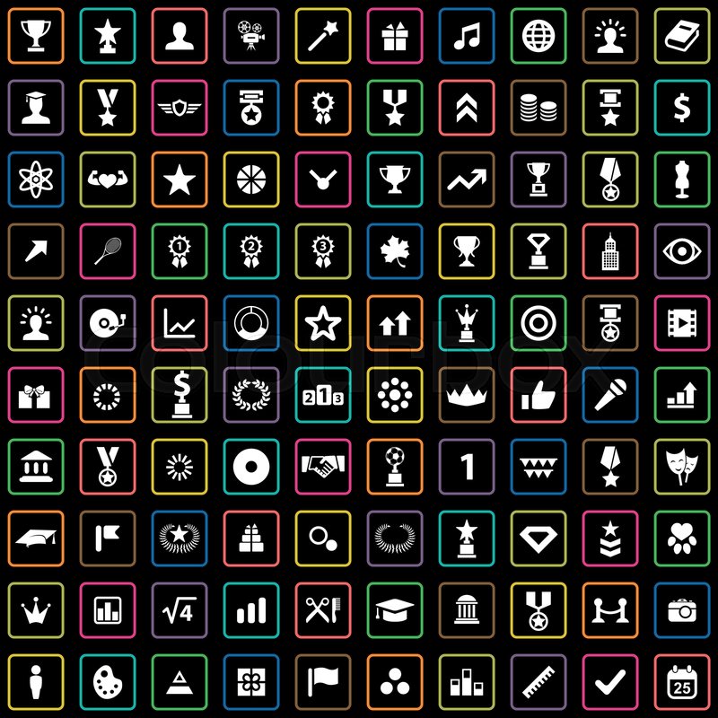100 award icons big universal set. | Stock vector | Colourbox