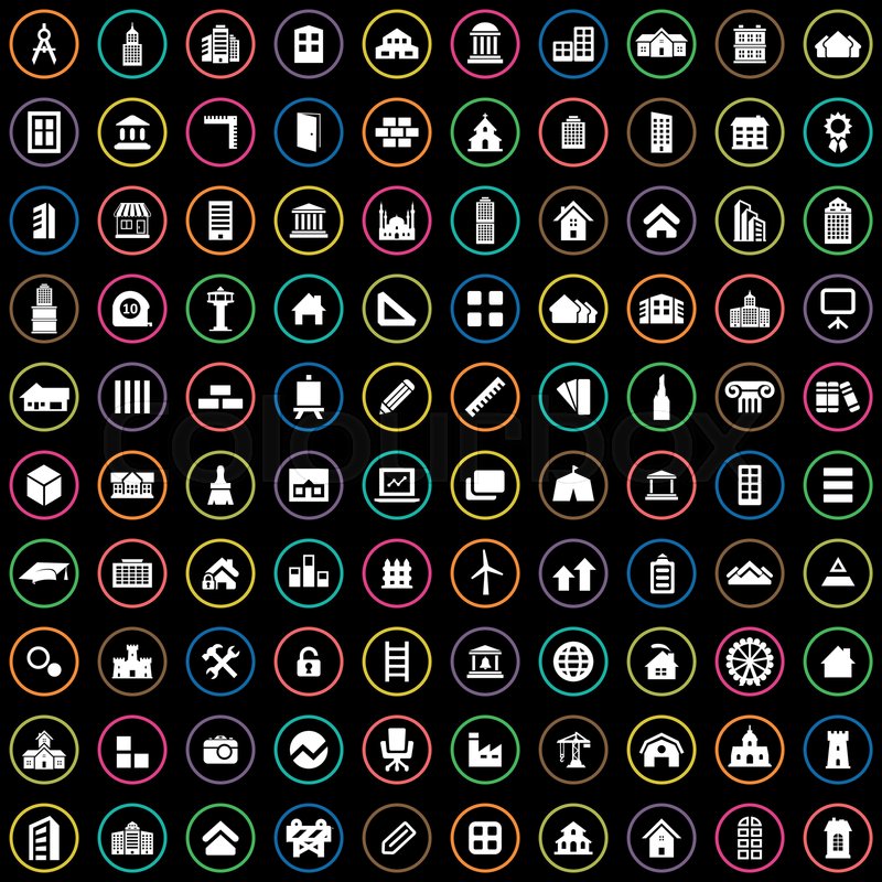 100 architecture icons big universal ... | Stock vector | Colourbox