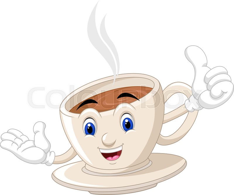 Funny A Cup of Coffee Thumb Up Wearing ... | Stock vector | Colourbox