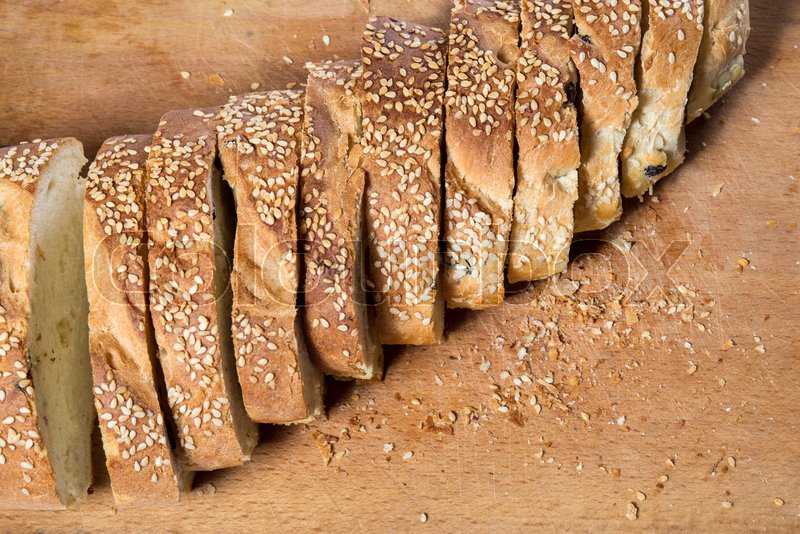 White bread with sesame seedds and ... | Stock image | Colourbox