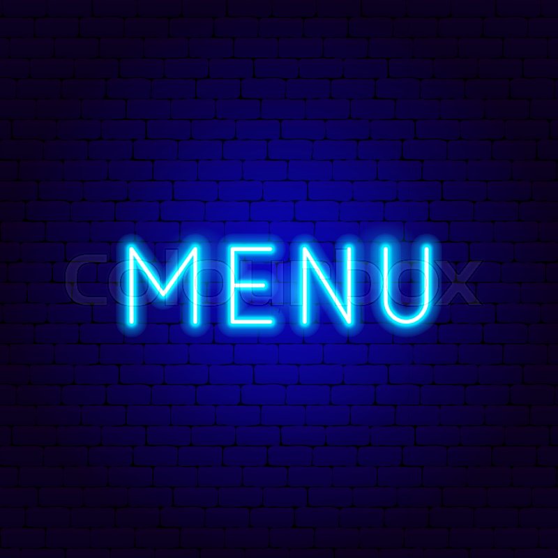 Menu Neon Text. Vector Illustration of ... | Stock vector | Colourbox
