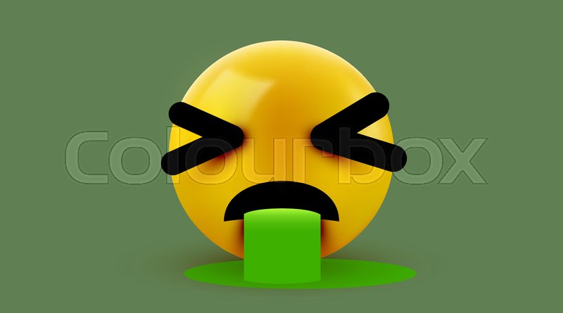 Vomiting emoticon isolated on white ... | Stock vector | Colourbox