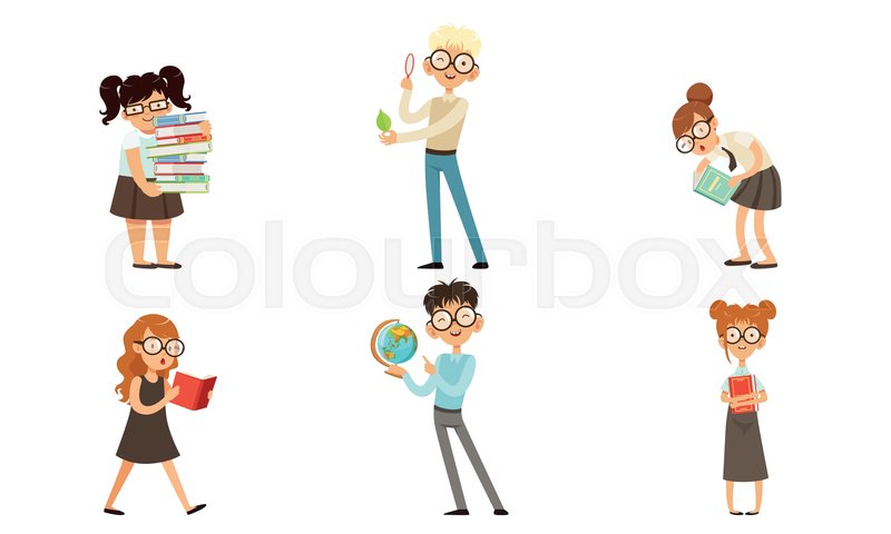 Funny Boys and Girls Nerds Collection, ... | Stock vector | Colourbox