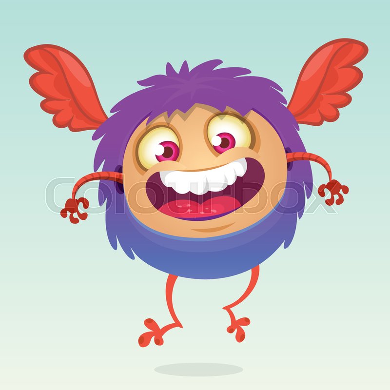 Happy cartoon flying monster. ... | Stock vector | Colourbox