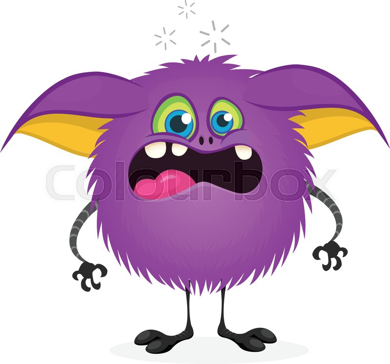 Scared cartoon monster waving hands. ... | Stock vector | Colourbox