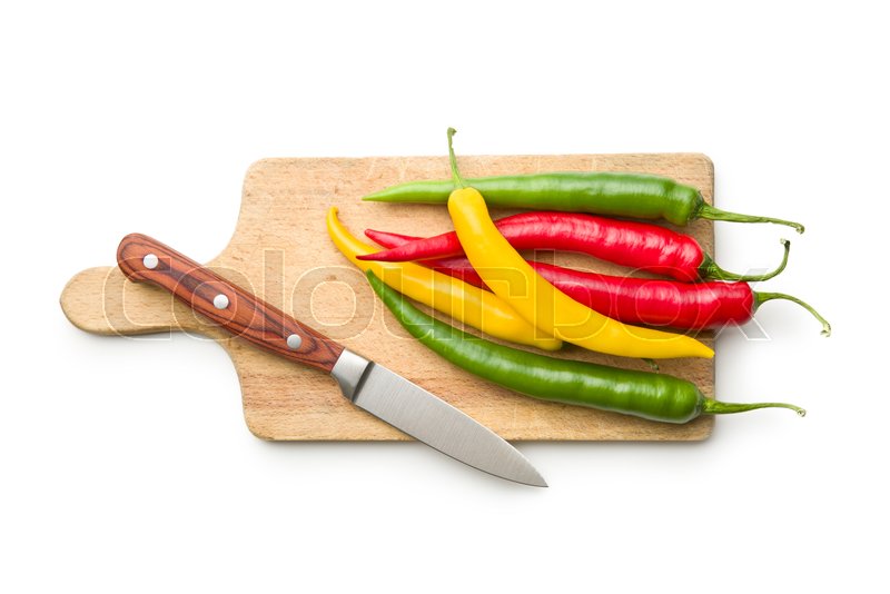 Different colors chilli peppers with ... | Stock image | Colourbox