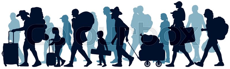 Moving people. Crowd human emigration. ... | Stock vector | Colourbox