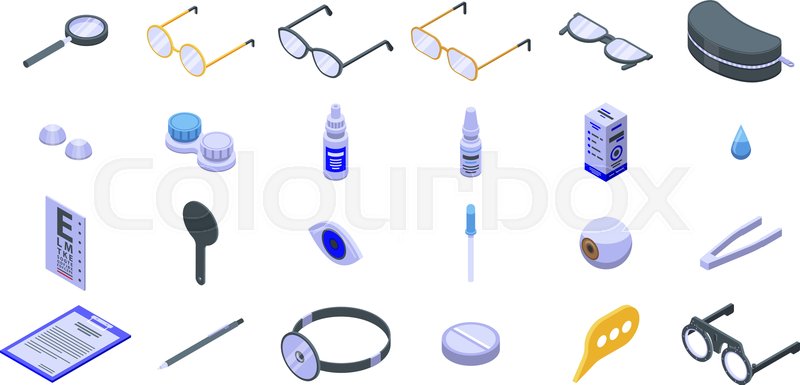 Optician icons set. Isometric set of ... | Stock vector | Colourbox