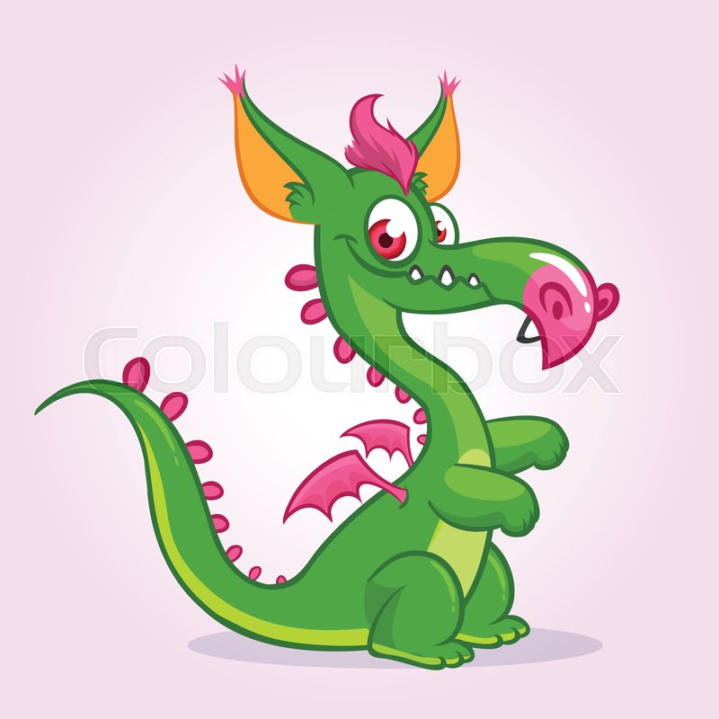 Cute small cartoon dragon. Vector ... | Stock vector | Colourbox