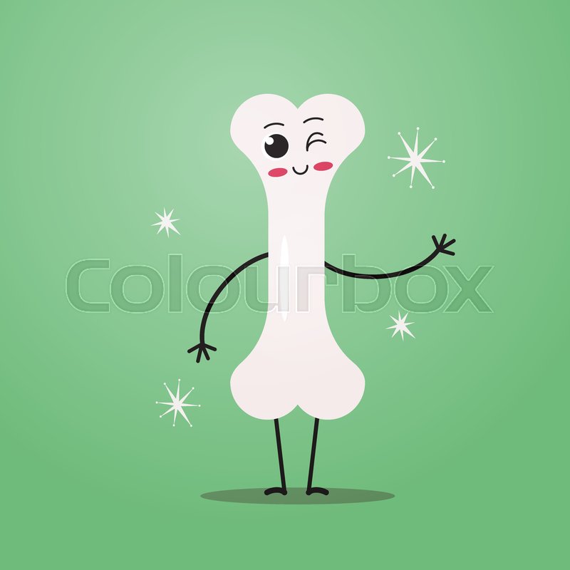 Cute bone cartoon character funny ... | Stock vector | Colourbox