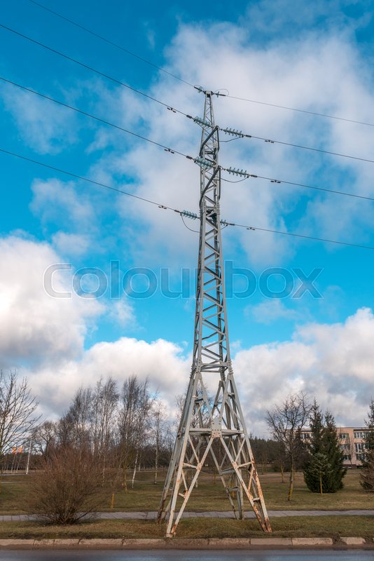 Iron tower with wires electricity ... | Stock image | Colourbox