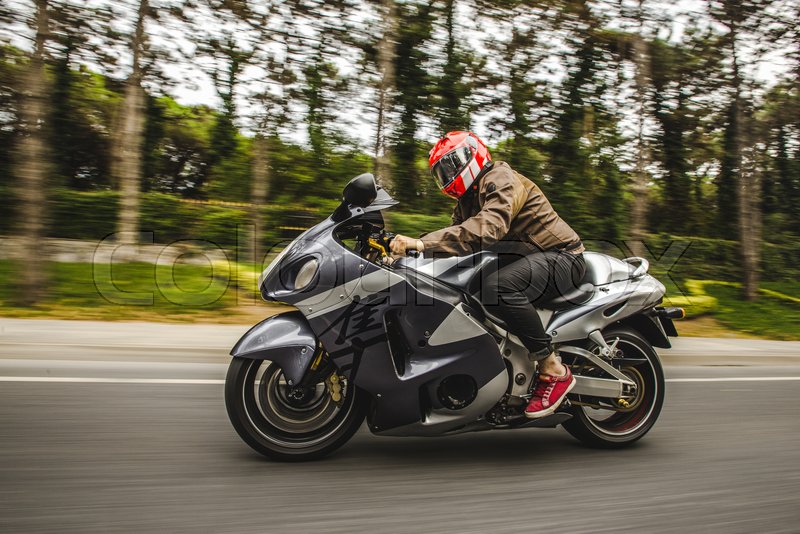 High speed motorcycle biking on the ... | Stock image | Colourbox