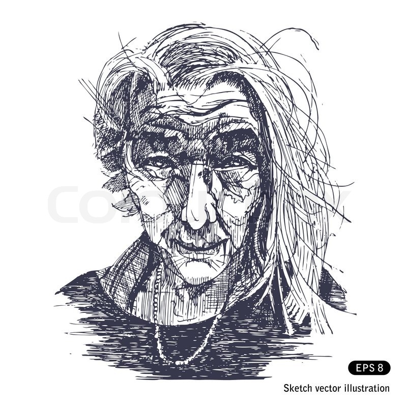 Portrait of a smiling old woman | Stock vector | Colourbox