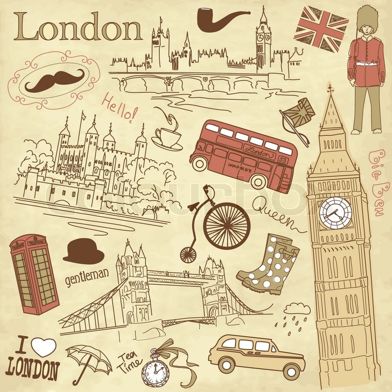 Vintage London doodles | Stock-Vektor | Colourbox