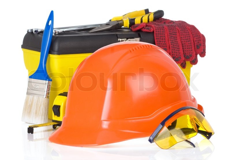 Tools and construction toolbox isolated ... | Stock image | Colourbox