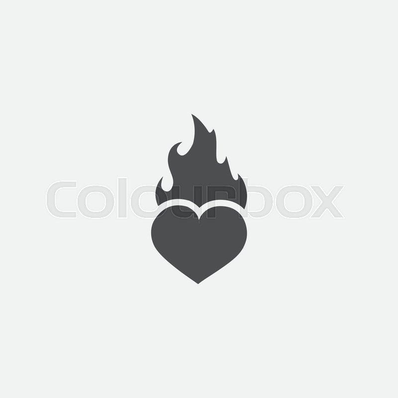 Heart fire icon, on white background. | Stock vector | Colourbox