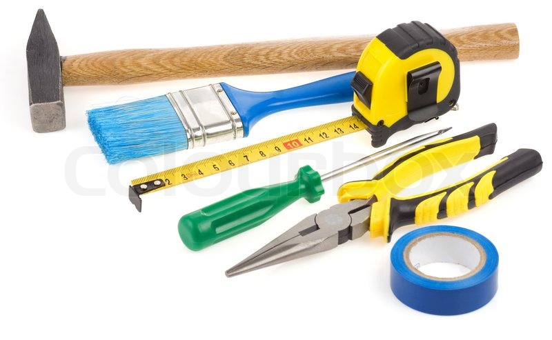 Set of construction tools isolated on ... | Stock image | Colourbox