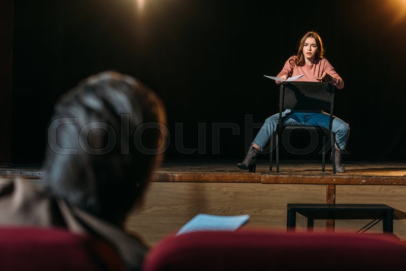 Selective focus of stage director and ... | Stock image | Colourbox