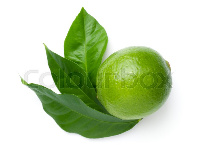 Lime with leaves isolated on white ... | Stock image | Colourbox