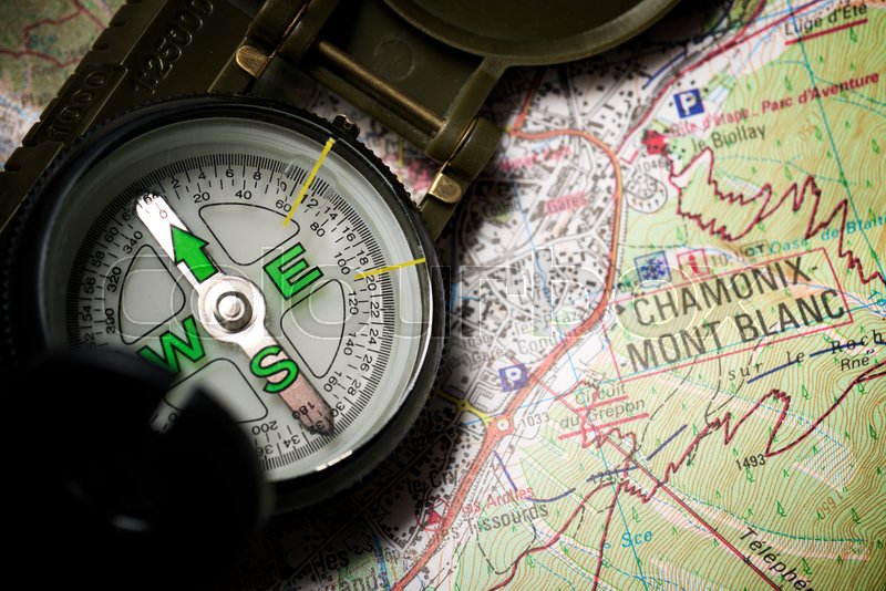 Compass on a cartographic map of the ... | Stock image | Colourbox