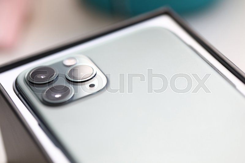 Camera of new gray smartphone closeup. ... | Stock image | Colourbox