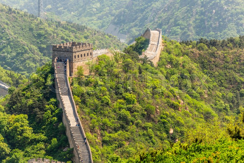 Panorama of Great Wall of China among ... | Stock image | Colourbox