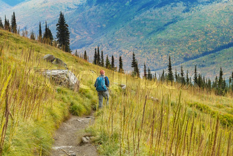 Hike in the autumn mountains. Fall ... | Stock image | Colourbox