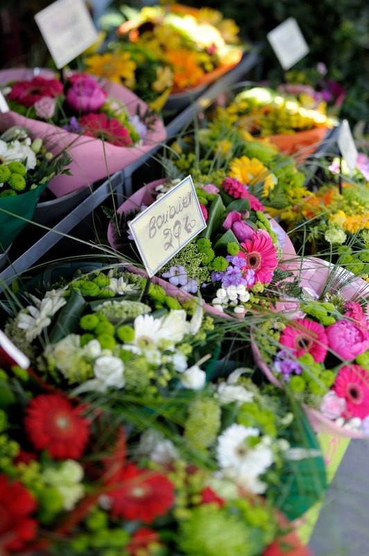Bouquets at Marché aux Fleurs - famous ... | Stock image | Colourbox