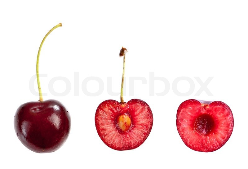Whole and half cut cherry | Stock image | Colourbox