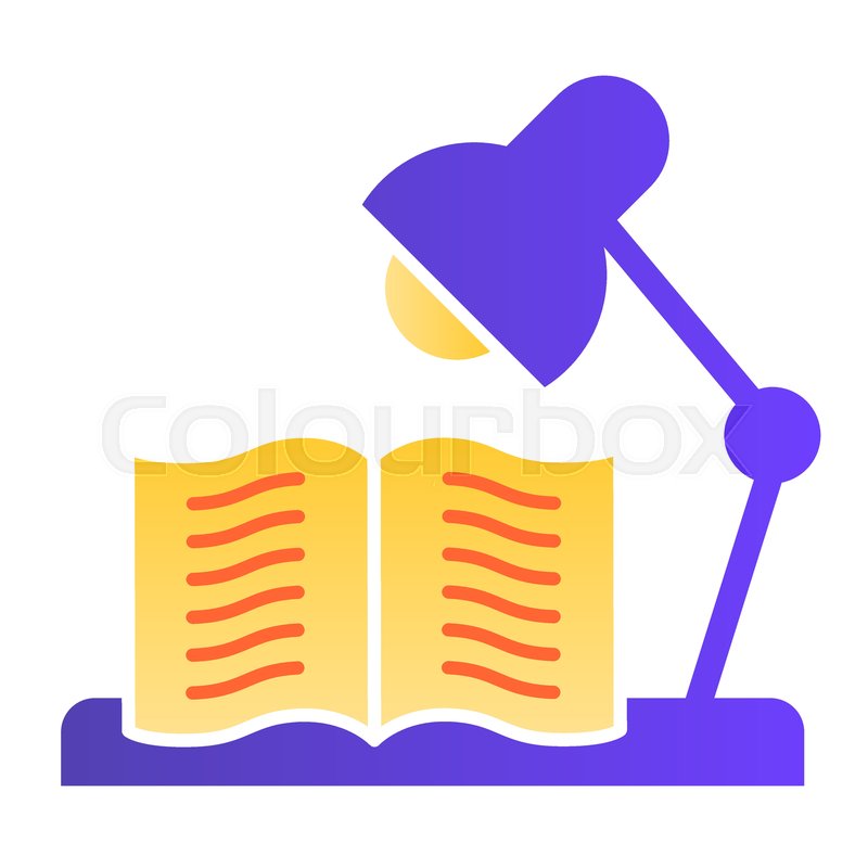 Desk lamp under book flat icon. Home ... | Stock vector | Colourbox