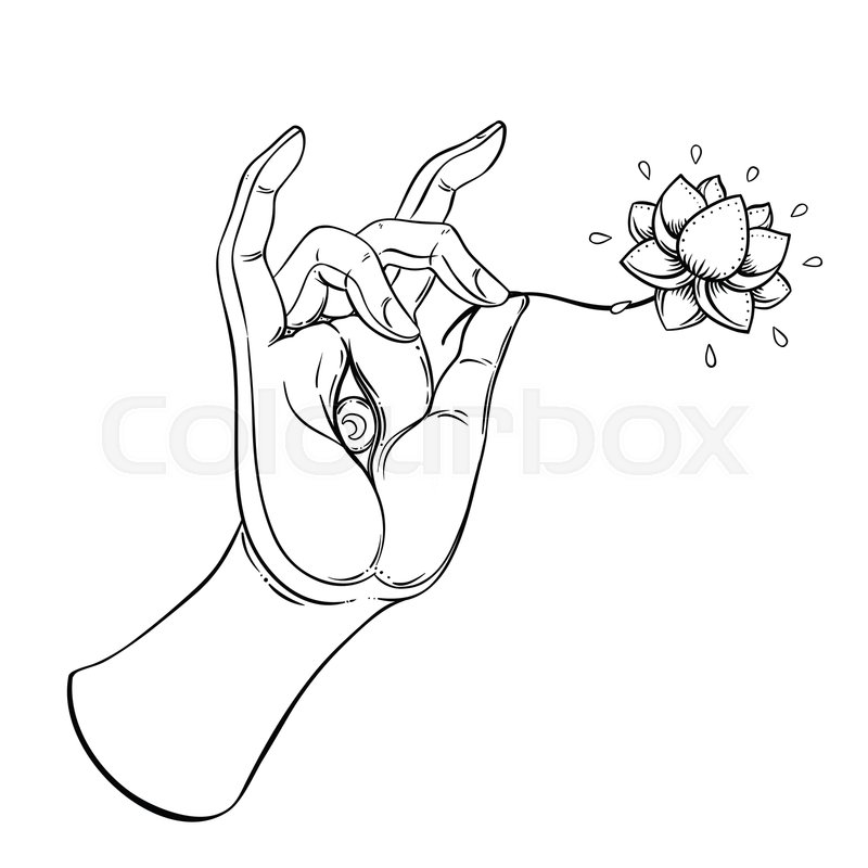 Lord Buddha's hand with eye holding ... | Stock vector | Colourbox