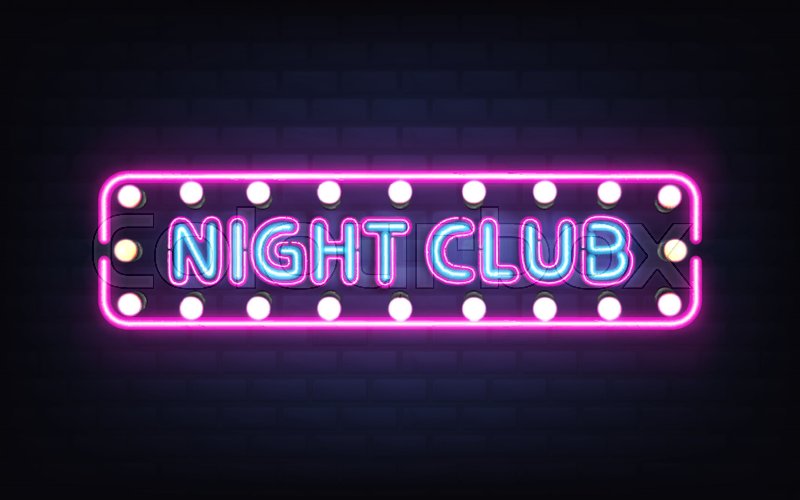 Night club, disco bar or pub glowing ... | Stock vector | Colourbox