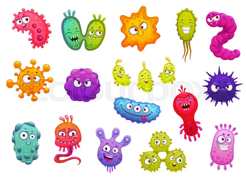 Bacteria, microbes, cute germs and ... | Stock vector | Colourbox