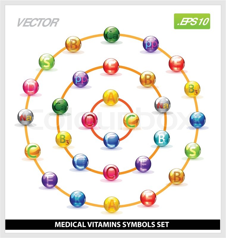 Colored and creative vector vitamins ... | Stock Vector | Colourbox