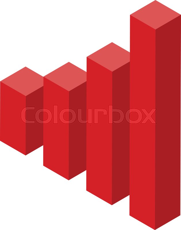 Red graph chart icon. Isometric of red ... | Stock vector | Colourbox