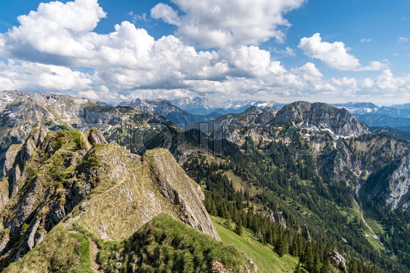 Hiking and climbing on the Tegelberg ... | Stock image | Colourbox