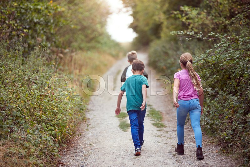 Rear View Of Children On Outdoor ... | Stock image | Colourbox