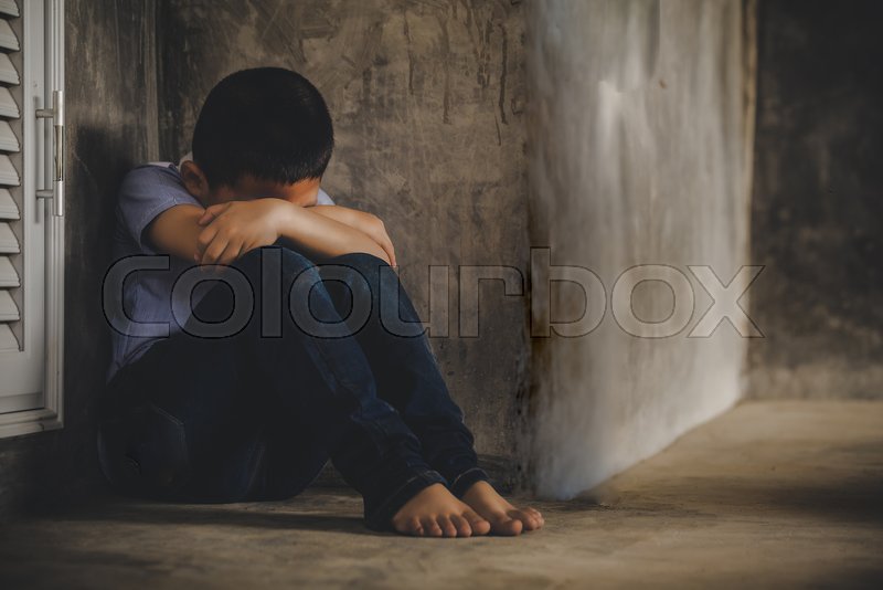 Little child boy wall corner punishment ... | Stock image | Colourbox
