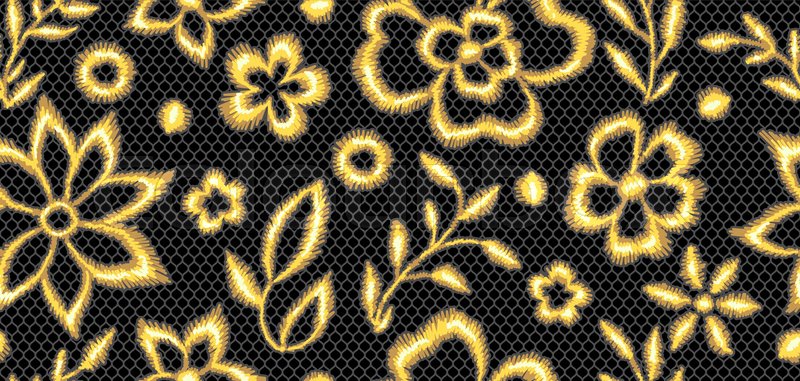 Lace seamless pattern with gold ... | Stock vector | Colourbox
