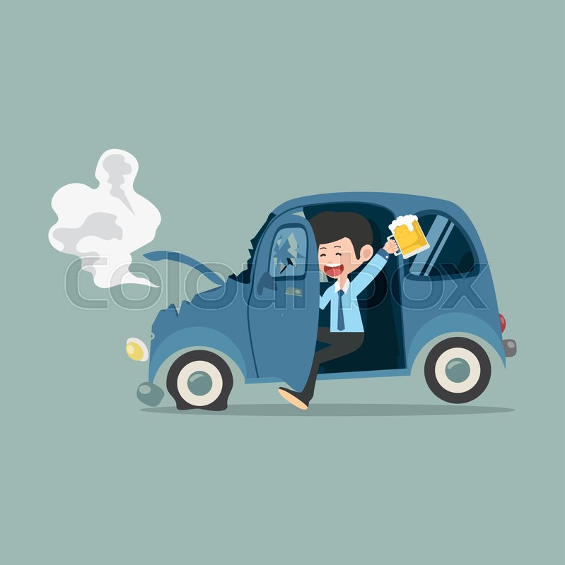 Businessman with Car accident Drunk ... | Stock vector | Colourbox
