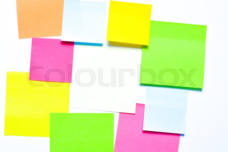 Lots of post its on white background ... | Stock Bild | Colourbox