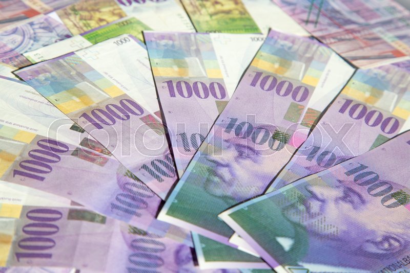 Collection of the Swiss 1000 franks ... | Stock image | Colourbox